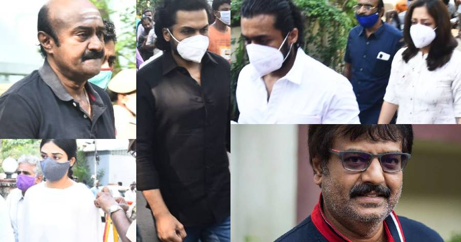Actor Comedian Vivekh funeral event pictures photos actors pay last respect