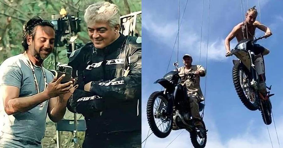 Thala ajith kumar valimai bike stunt scene making photos video h vinoth ...